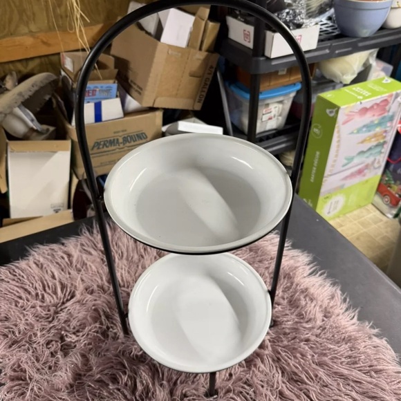 Dining | Twotier White Black Metal Serving Stand | Poshmark